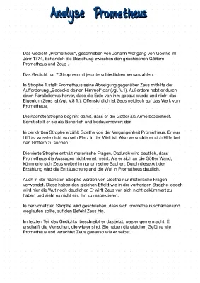 Einfach erklärt: Prometheus Gedichtanalyse und Interpretation PDF ...