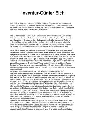 Einfach erklärt: Günter Eich 'Inventur' Analyse: Stilmittel, Text und ...