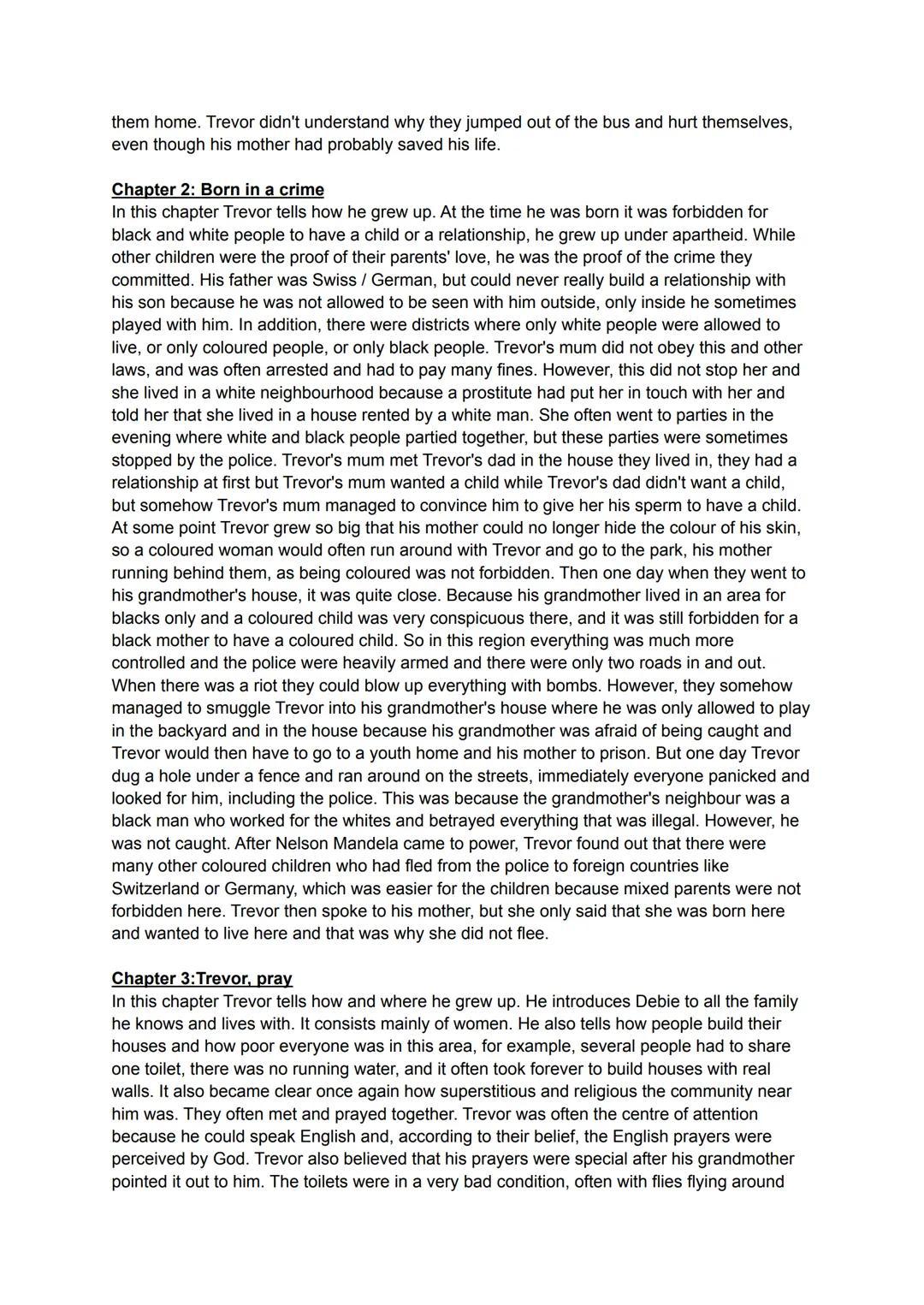 Born a Crime: Chapter Summaries and Key Insights (Englisch) - Knowunity