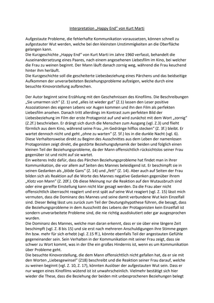 Einfach erklärt: Kurt Marti: Happy End Analyse und Interpretation der ...