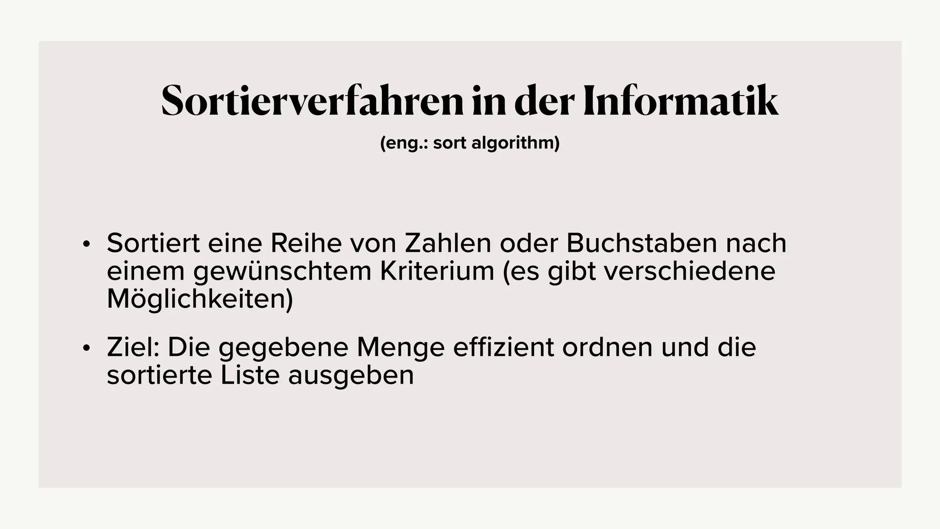 Sortieralgorithmen: Beispiele, Vergleich und die besten Methoden (Informatik) als PDF - Knowunity