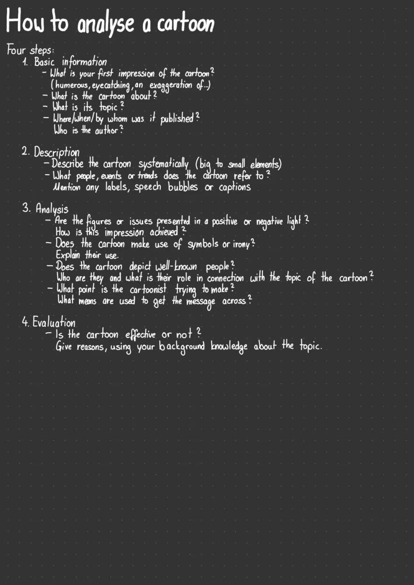 Easy Cartoon Analysis Examples and PDF Guide (Englisch) als PDF - Knowunity