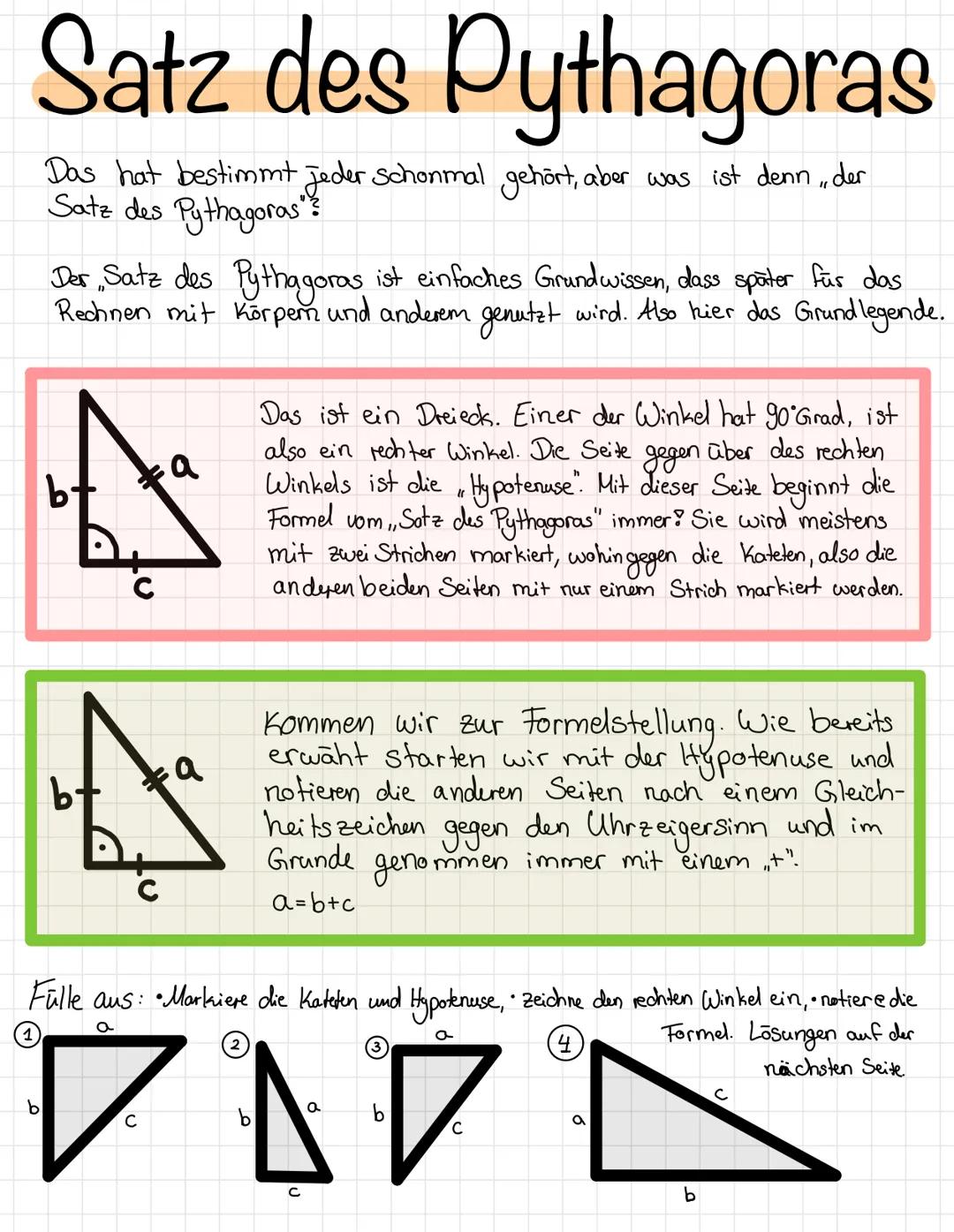 Satz des Pythagoras: Einfach erklärt mit Aufgaben und Lösungen (Mathe ...