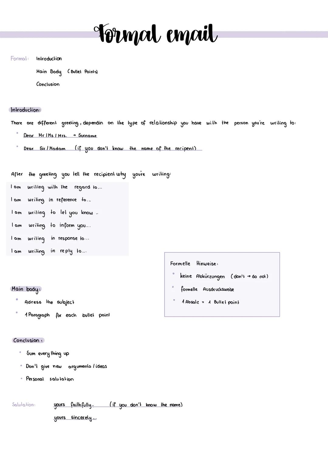 formal email (Englisch) - Knowunity