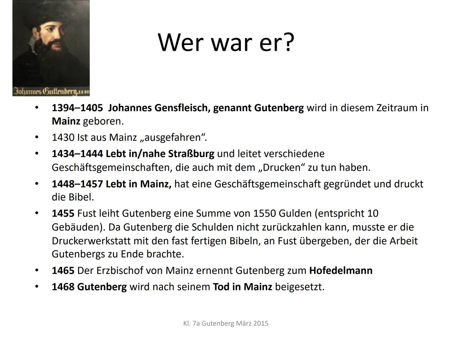 Johannes Gutenberg: Erfinder des Buchdrucks - Steckbrief für Kinder ...