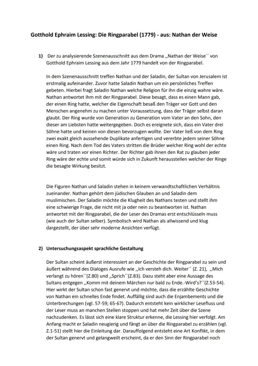 Einfach erklärt: Nathan der Weise: Ringparabel Zusammenfassung ...