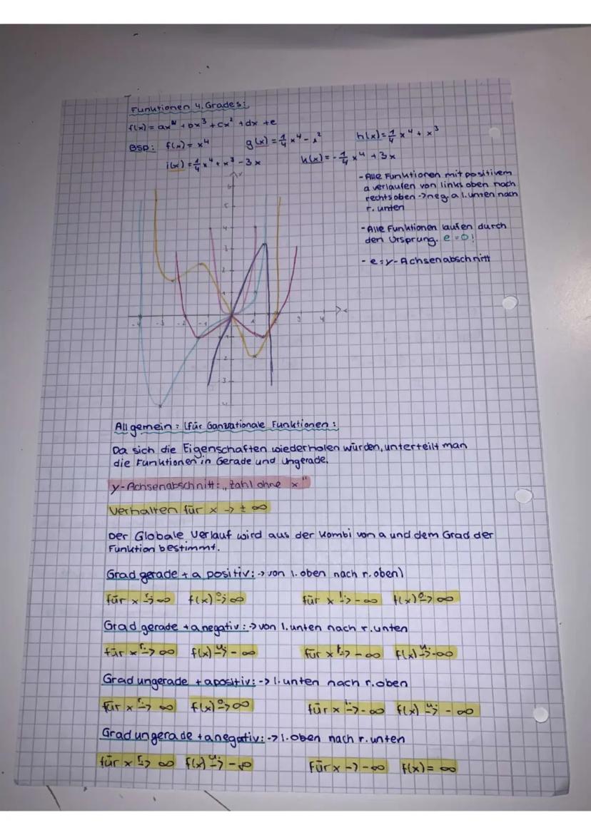 Einfach erklärt: Ganzrationale Funktionen: Beispiele und Formeln für 3. und 4. Grades (Mathe ...